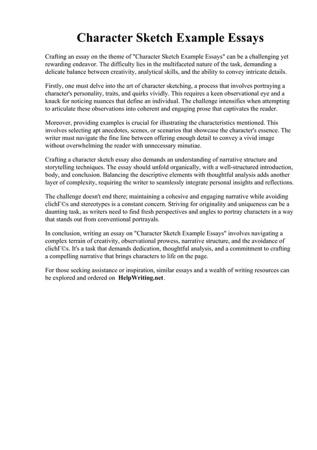 Character Sketch Example Essays | PDF