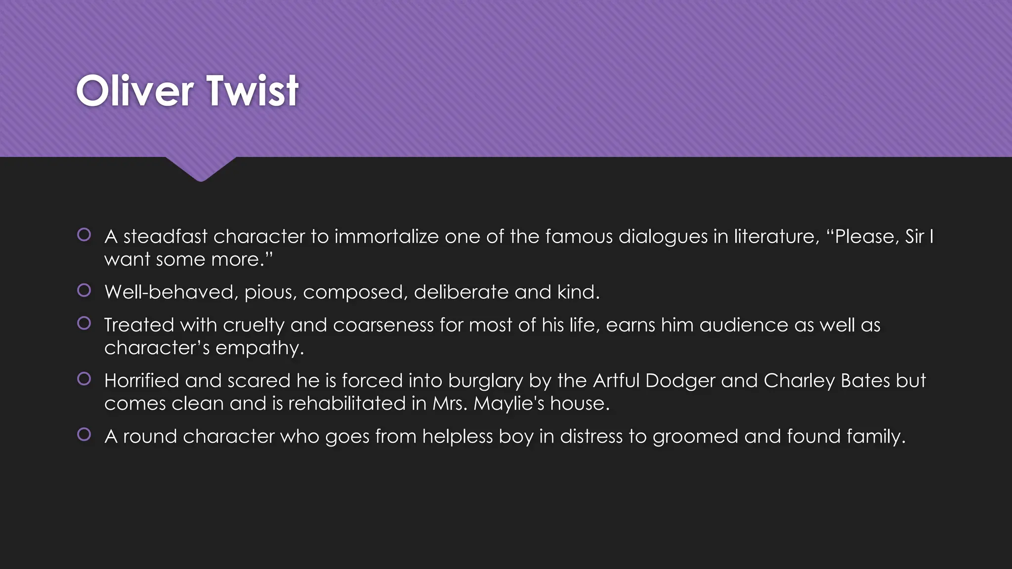 Character Sketch of novel 'Oliver Twist' | PPTX | Celebrity Families | Pop Culture