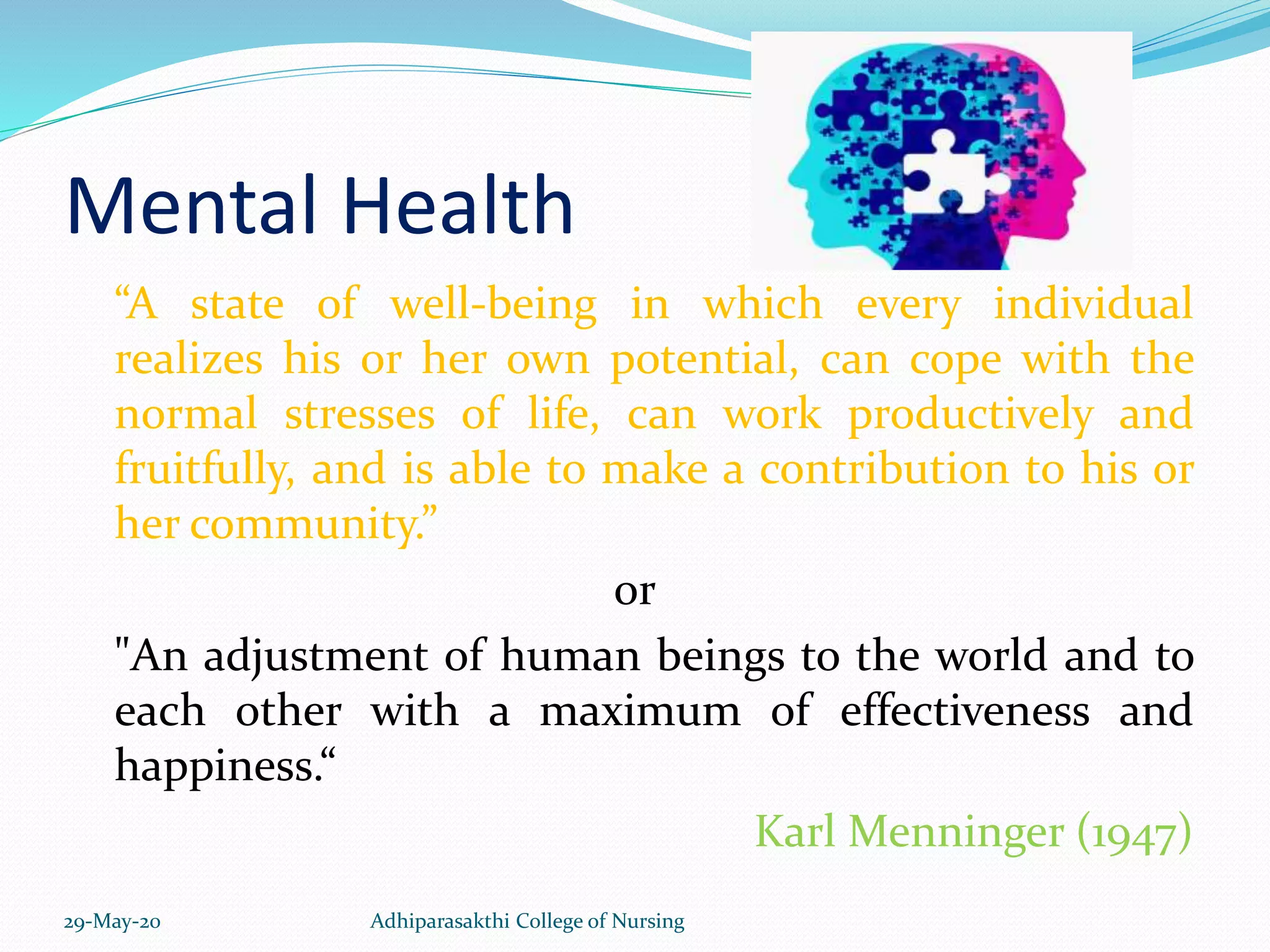 Characterstic of mentally healthy person | PPTX