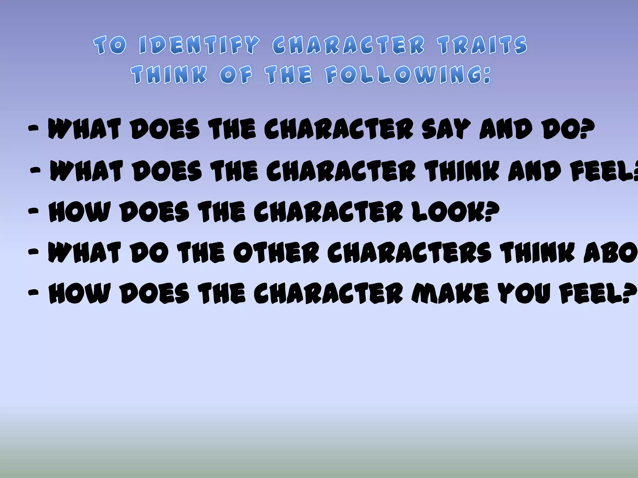 Characters Traits and Functions by Jamee Summers | PPTX
