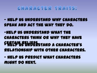 Characters Traits and Functions by Jamee Summers | PPTX