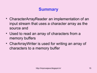 Character stream classes .52 | Programming Languages | Computing