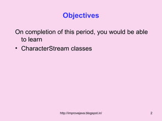 Character stream classes .52 | Programming Languages | Computing