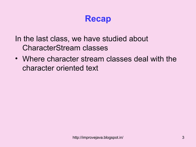 Character stream classes .52 | Programming Languages | Computing