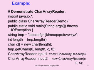 Character stream classes .52 | Programming Languages | Computing