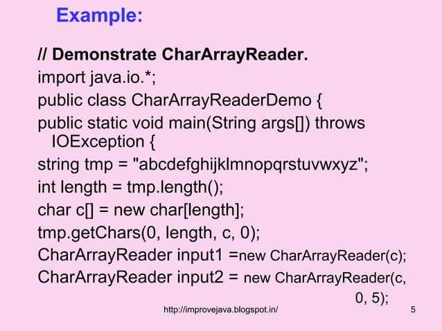 Character stream classes .52 | Programming Languages | Computing