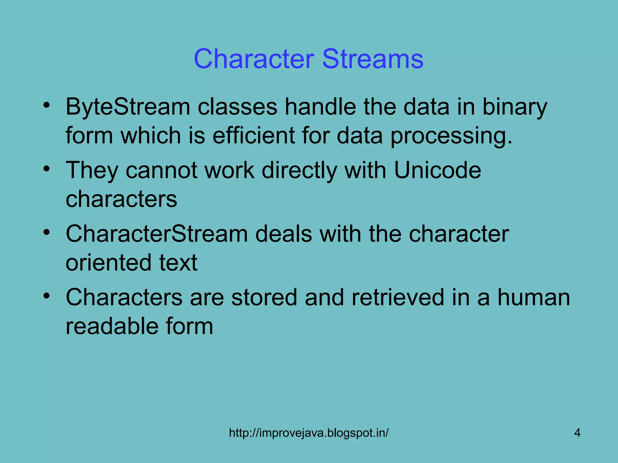 Character stream classes introd .51
