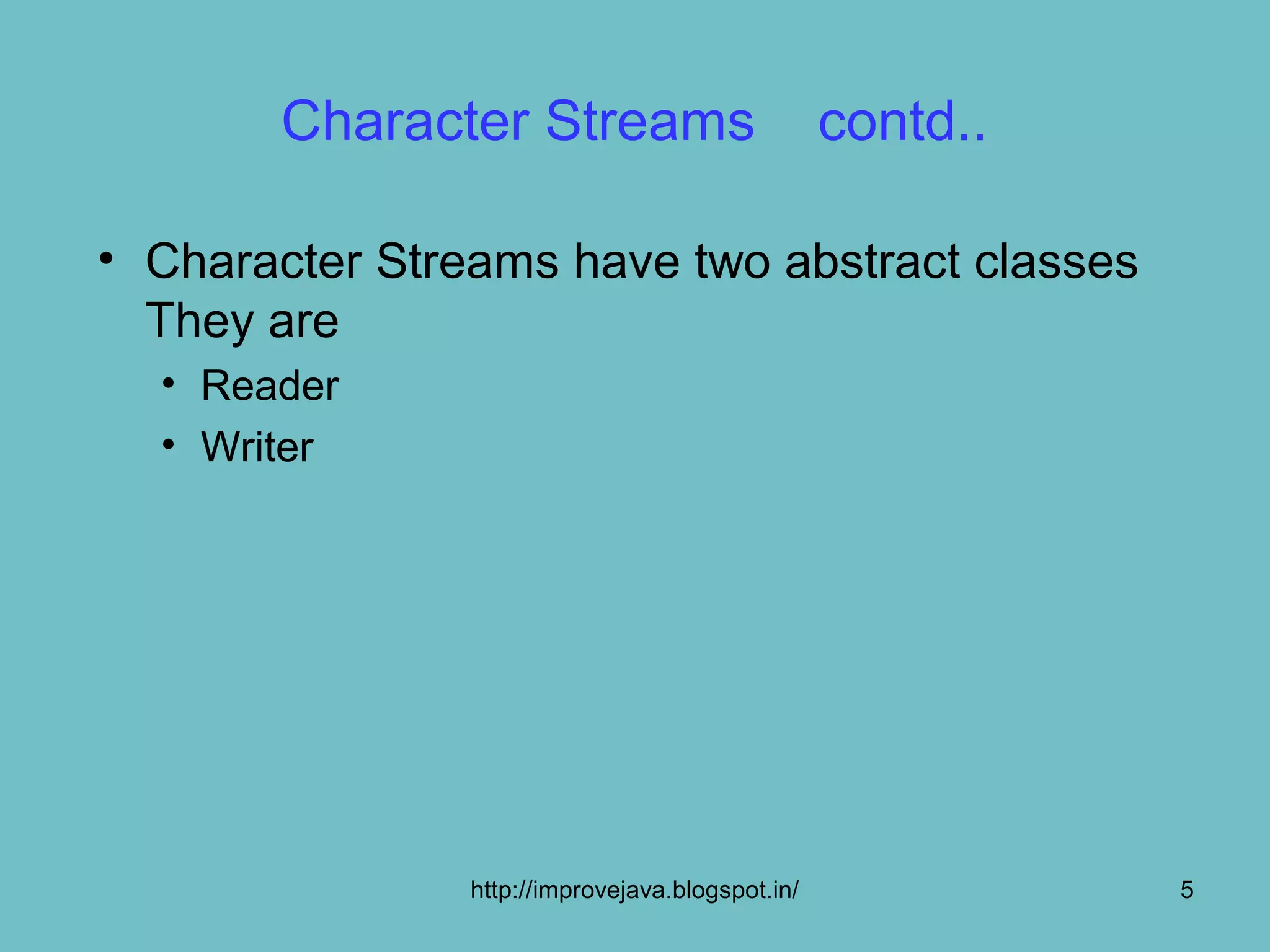 Character stream classes introd .51