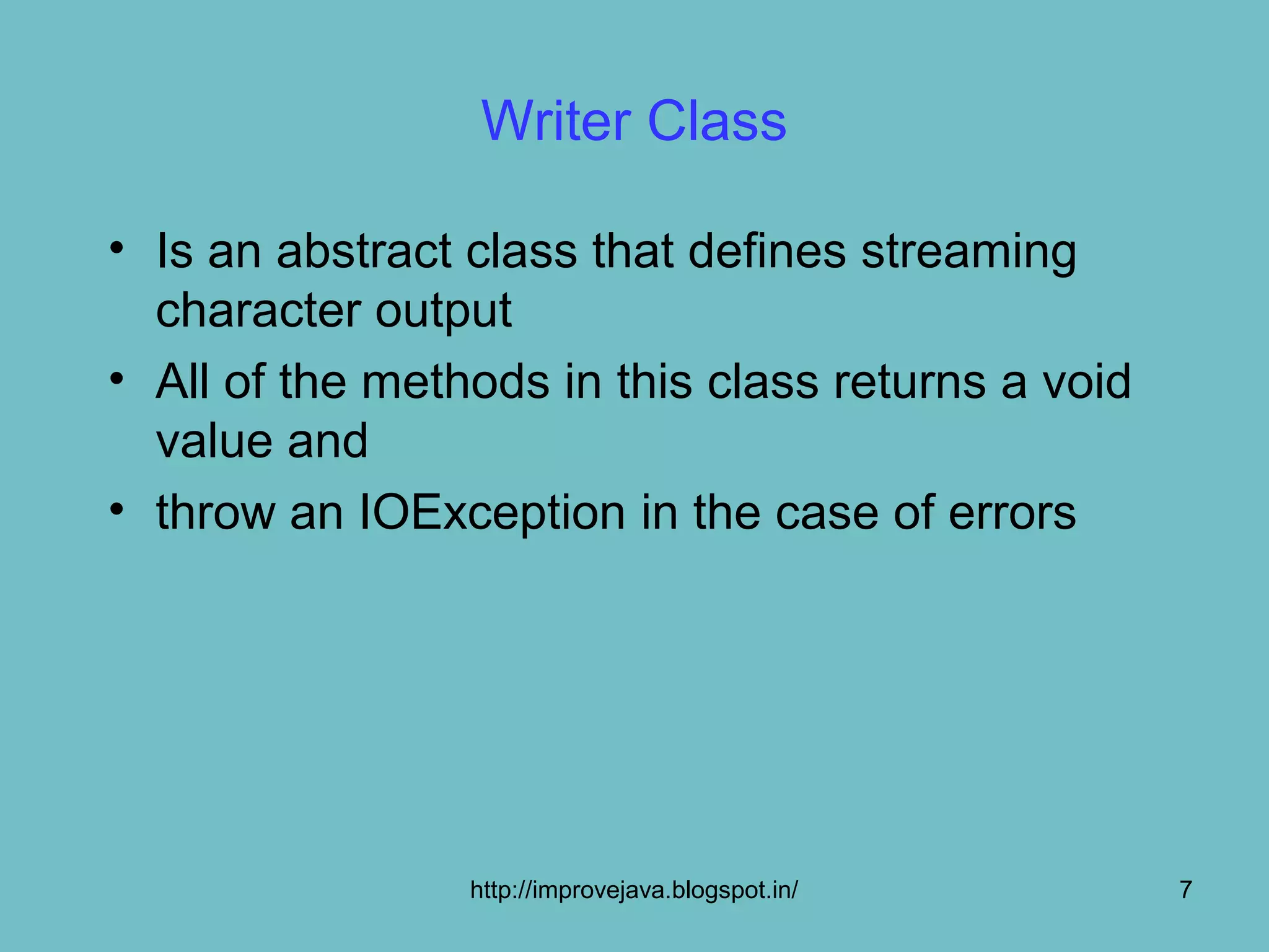 Character stream classes introd .51