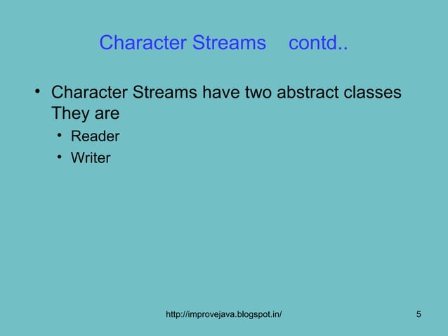 Character stream classes introd .51