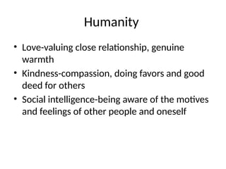 character strengths in positive psychology | PPTX