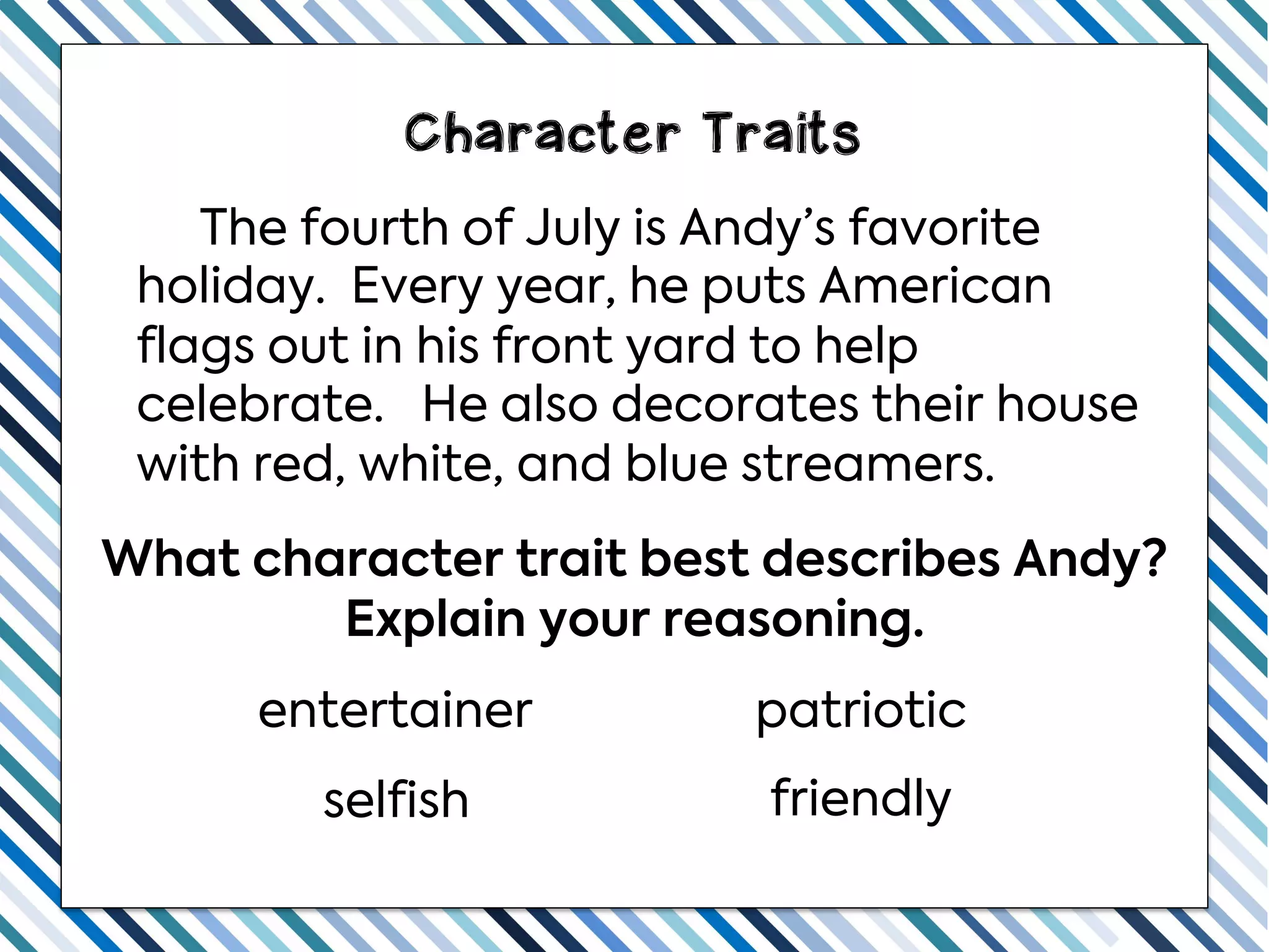 Teaching Character Traits Slideshow | PDF