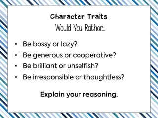 Teaching Character Traits Slideshow | PDF