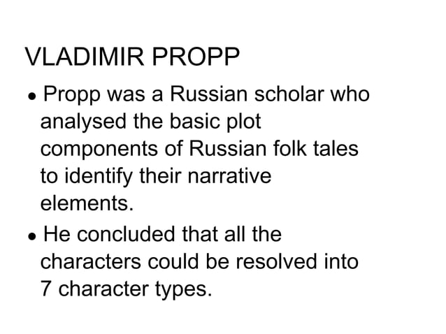 Character type Vladimir Propp.pptx | Roleplaying Games | Games and Puzzles