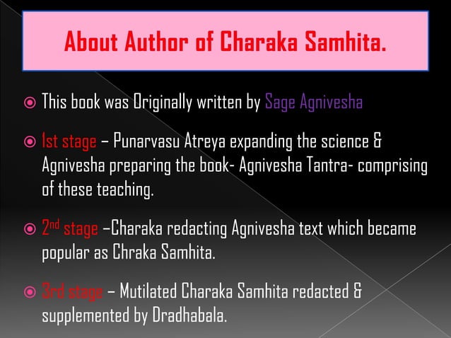 Classical Book Description - CHARAKA SAMHITA | PPT