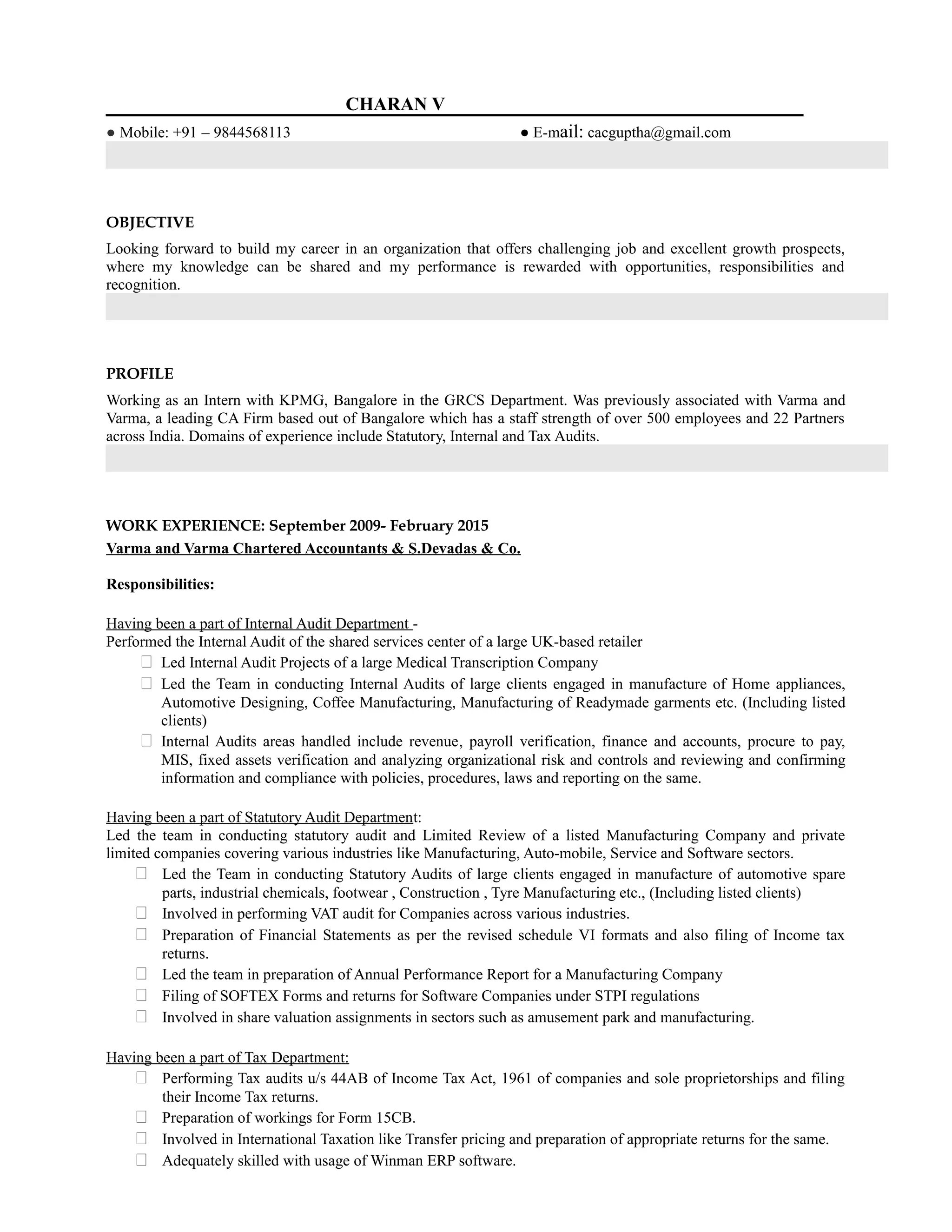 Charan v resume | RTF