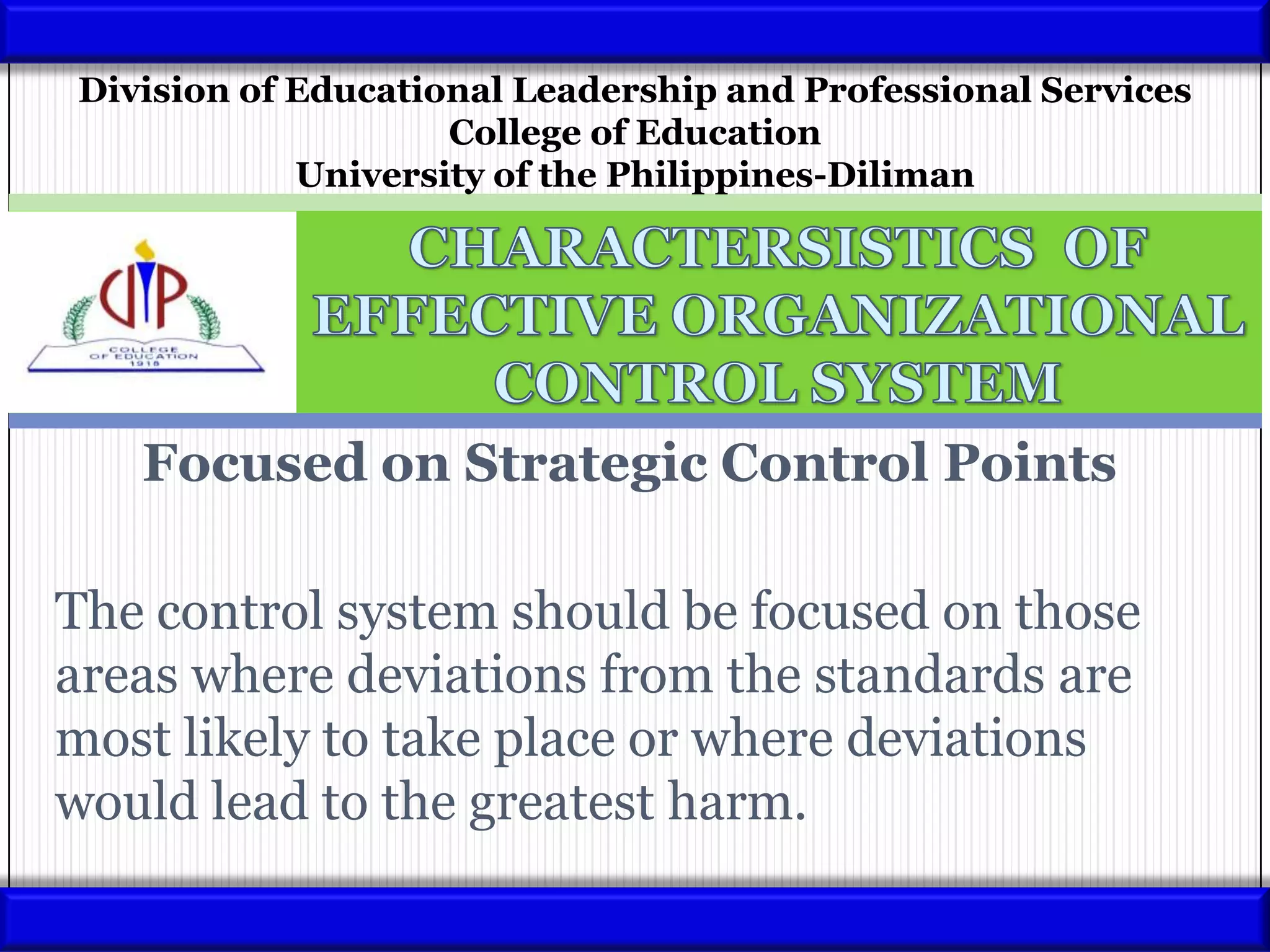 Charateristics of effective control system | PPTX