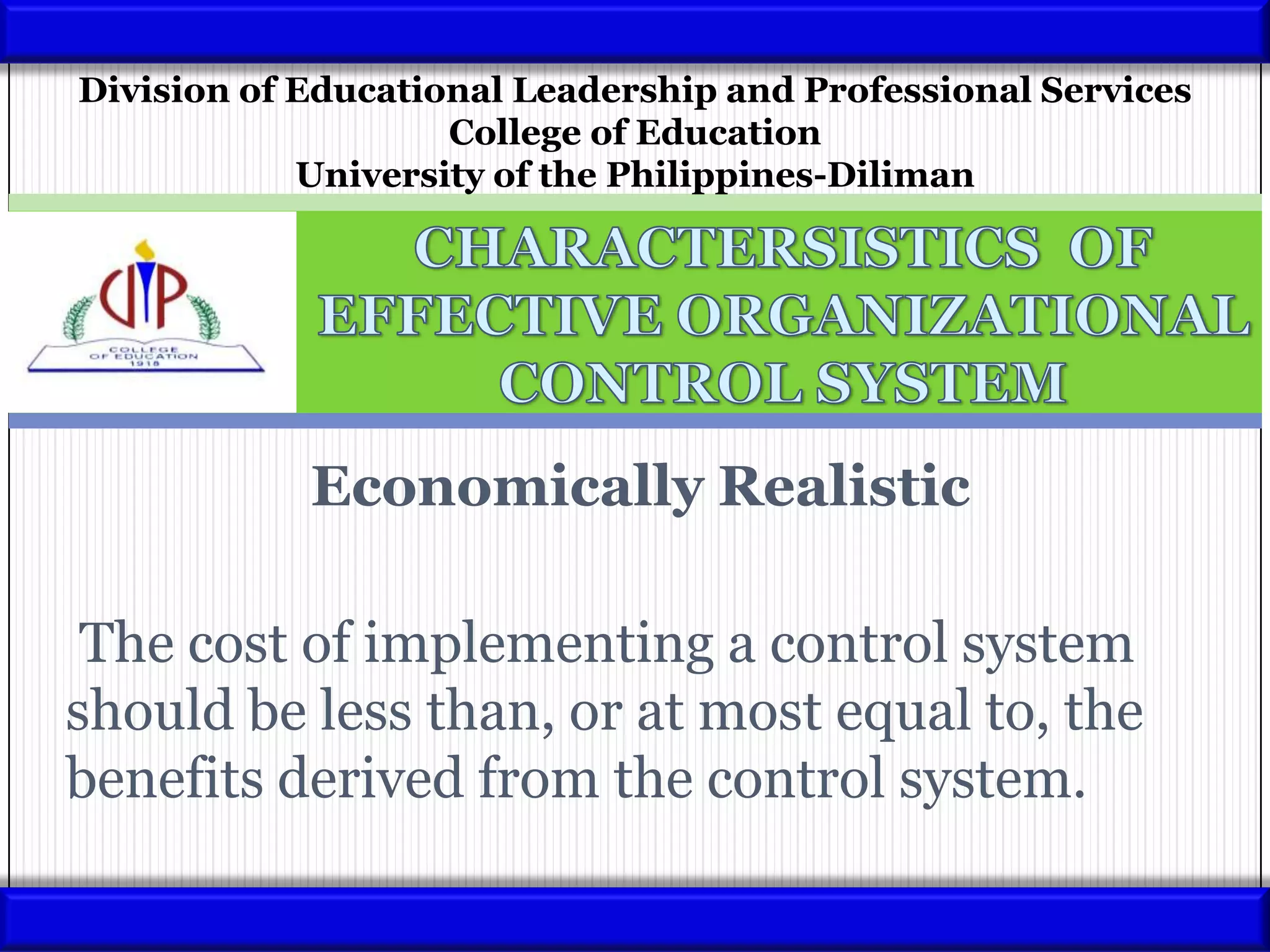 Charateristics of effective control system | PPTX