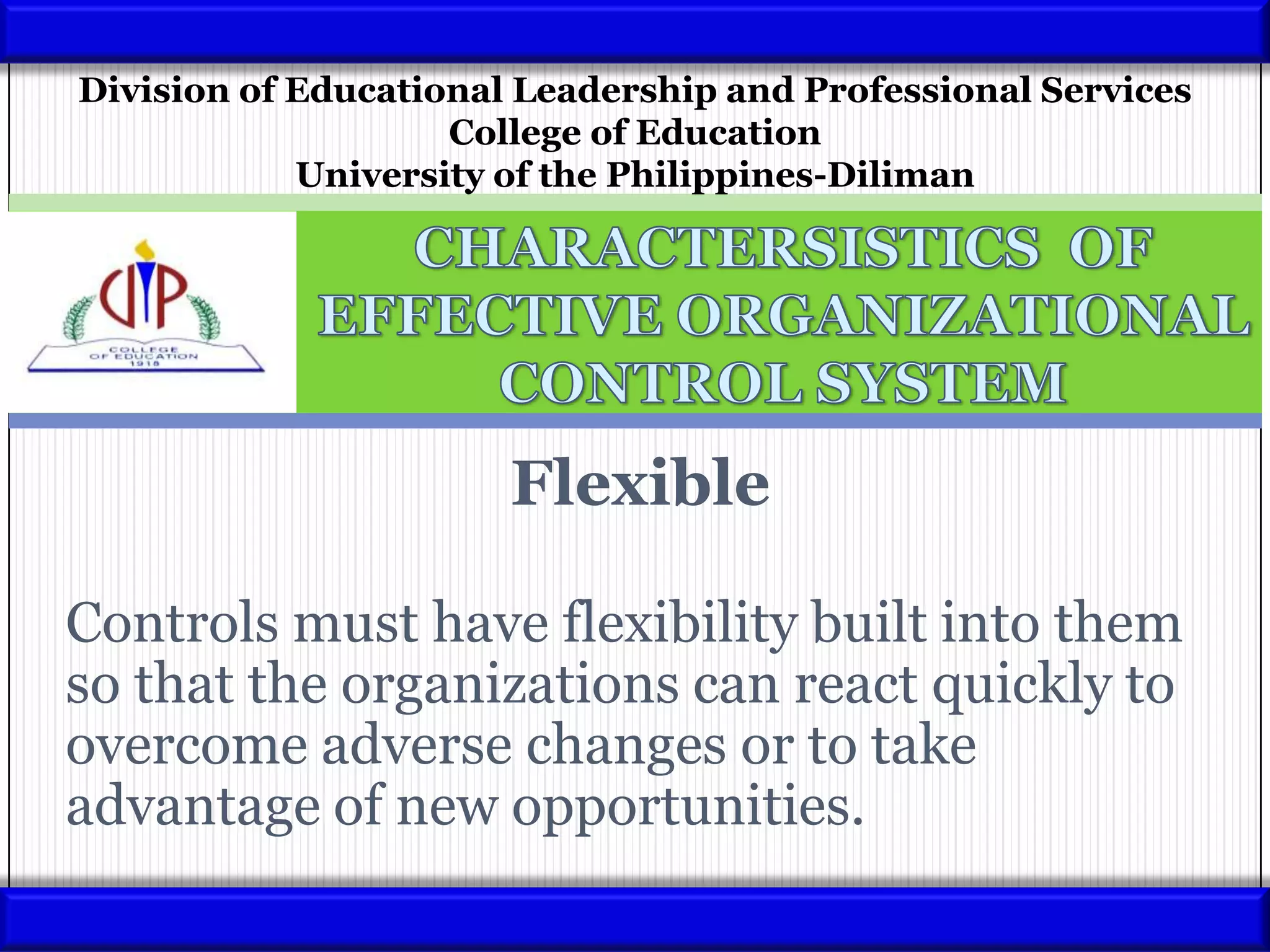 Charateristics of effective control system | PPTX