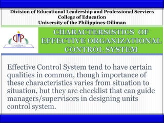 Charateristics of effective control system | PPTX