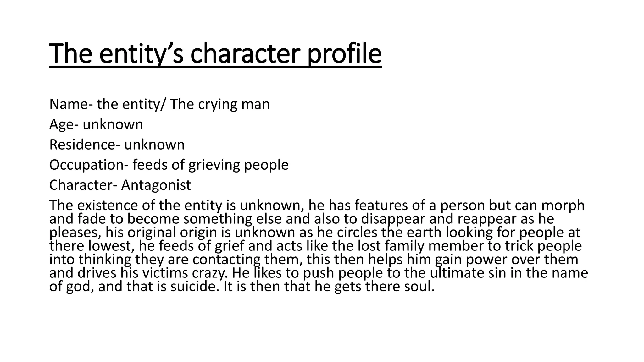 costume and characeter profile | PPT