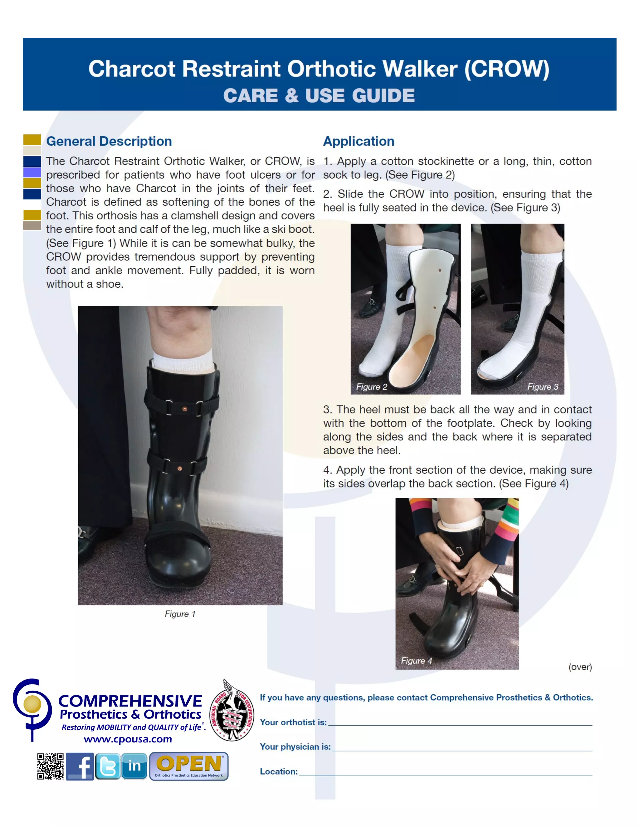 Charcot Restraint Orthotic Walker CARE AND USE GUIDE | PDF