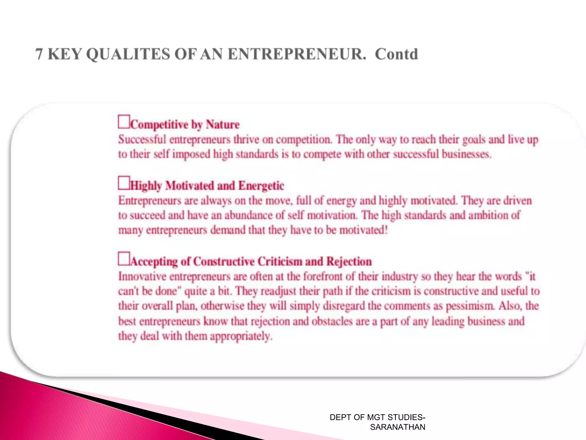 Charecteristics and qualities of an entrepreneur | PPTX