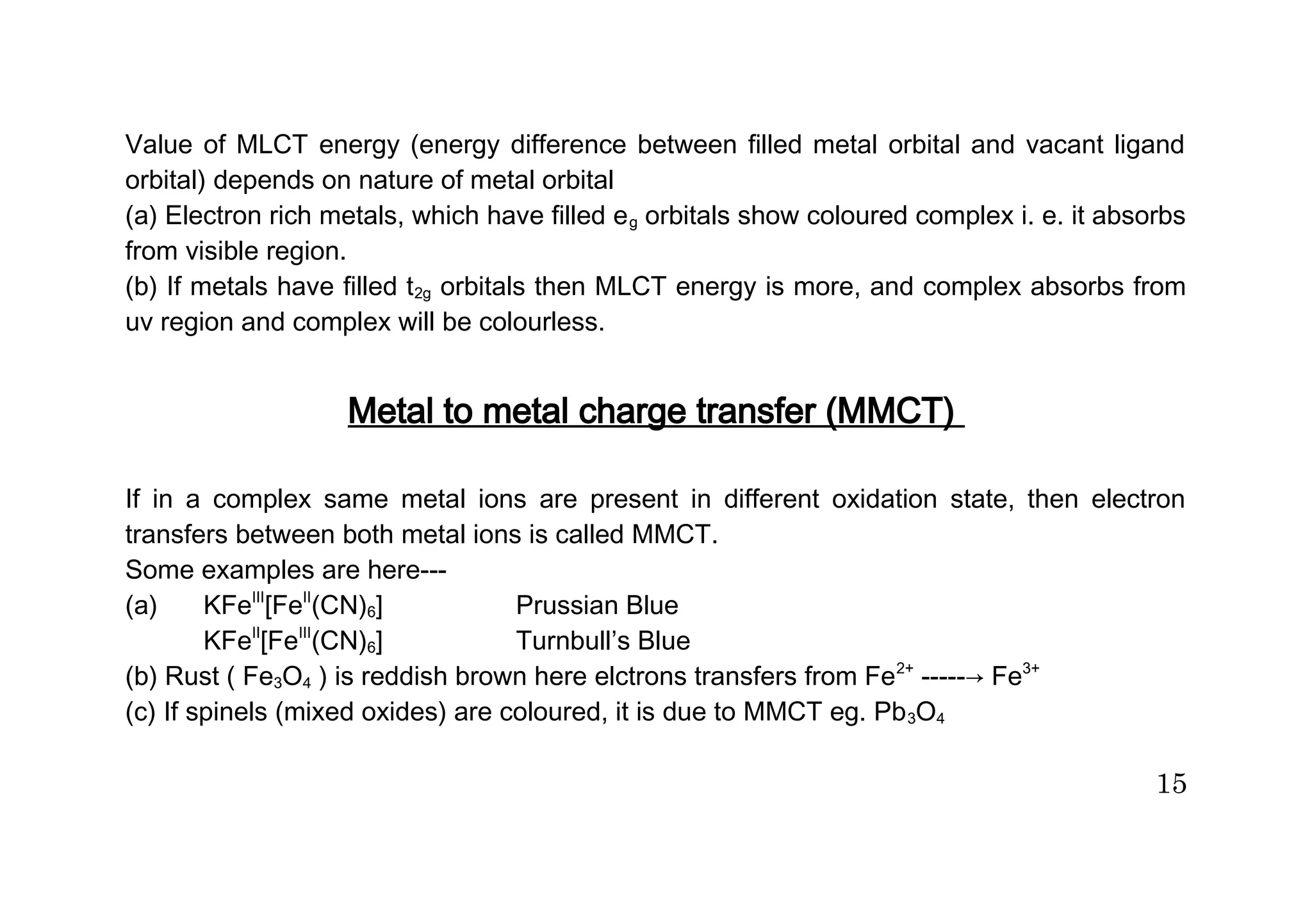 Charge-Transfer-Spectra. metal to metal, metal to ligand | PDF