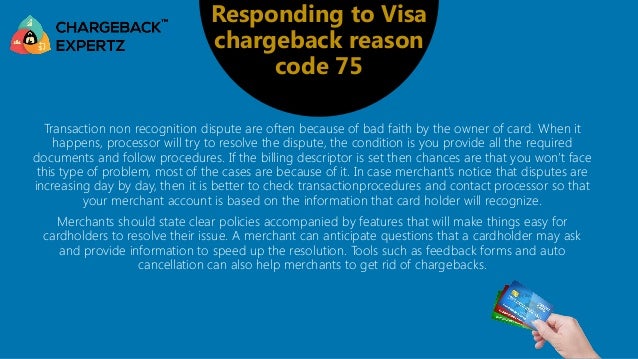 Chargeback Guide Chargeback Reason Code 75 Chargeback Guide Chargeback Reason Code 75