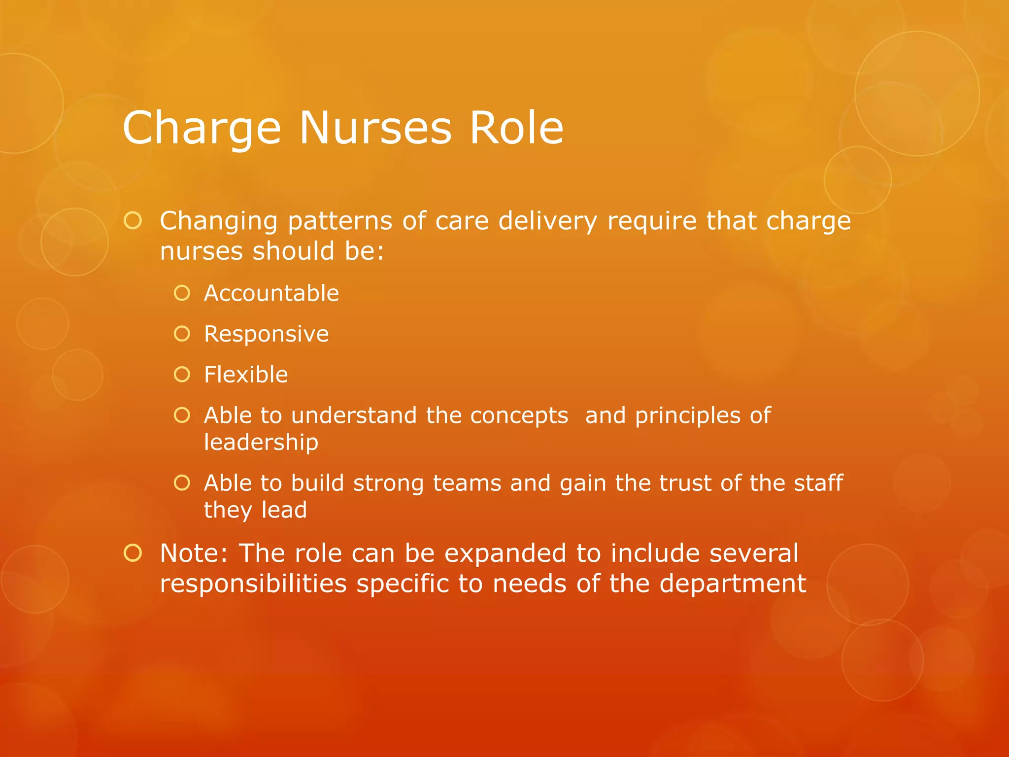 Charge nurses presentation- How to be a great leader | PPTX