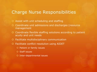 Charge nurses presentation- How to be a great leader | PPTX