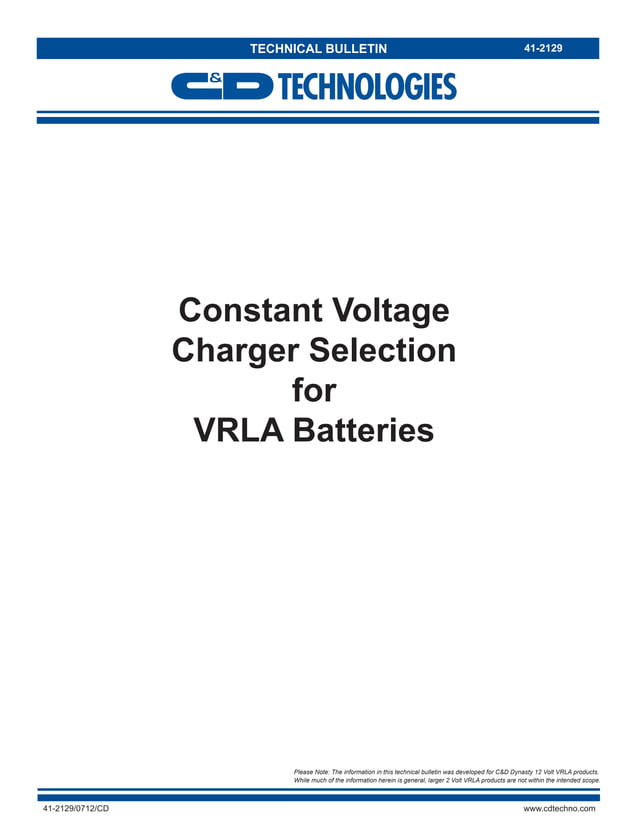 Charger selection for vrla batteries | PDF