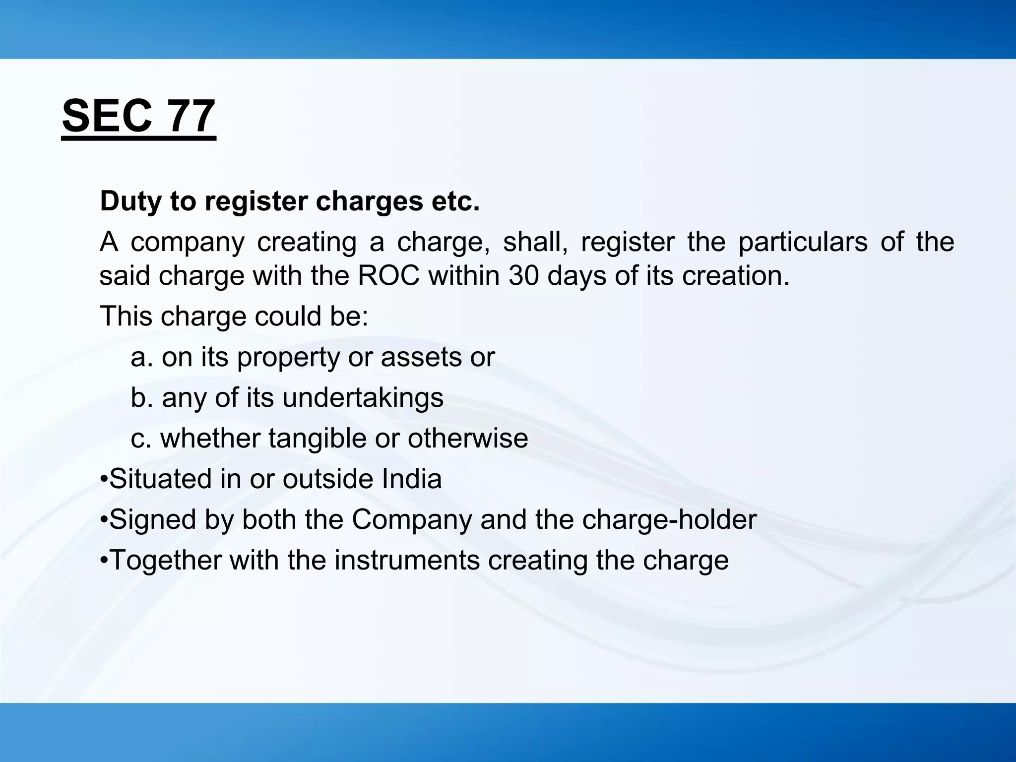 REGISTRATION OF CHARGES COMPANIES ACT, 2013 | PDF