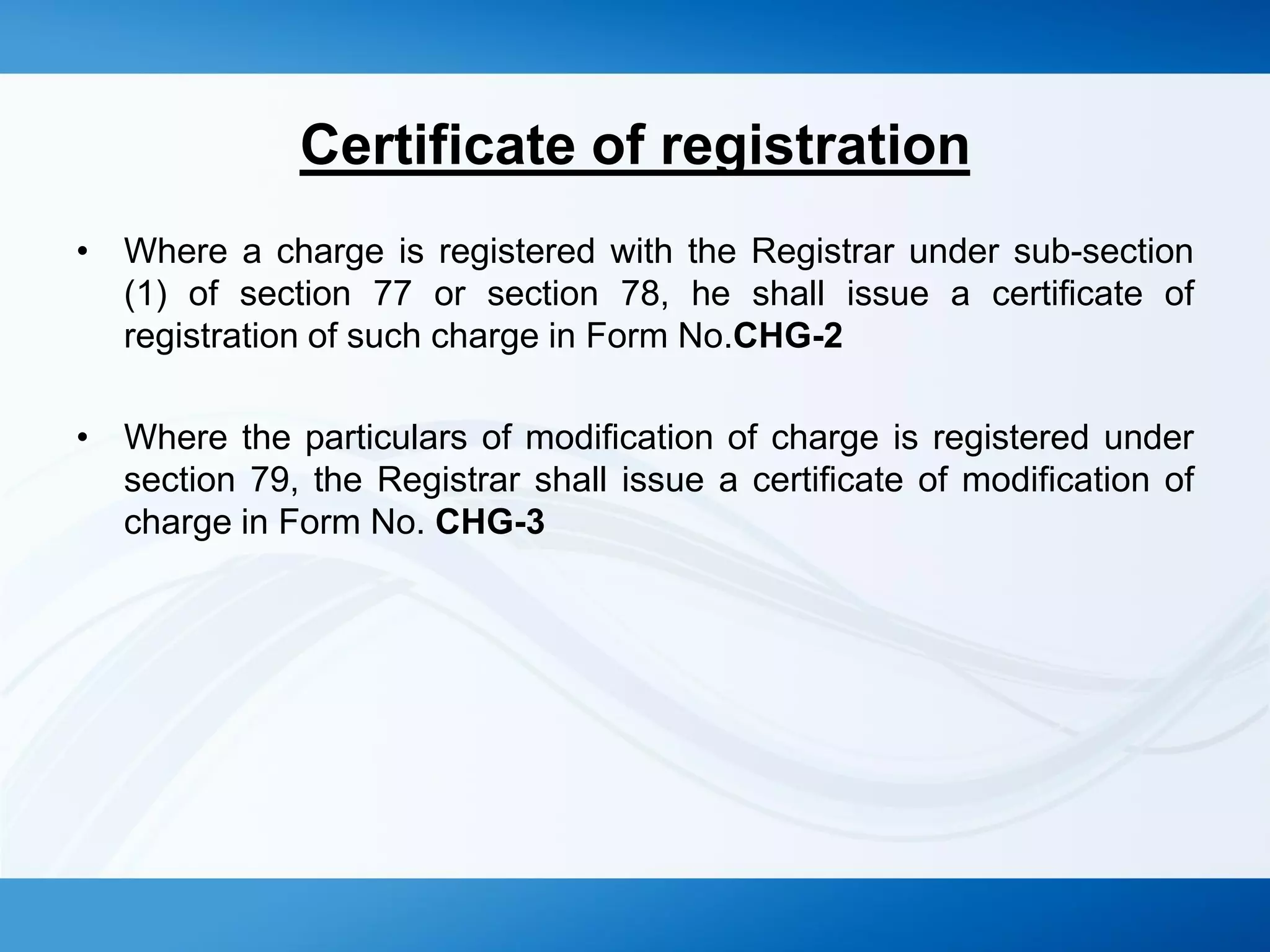 REGISTRATION OF CHARGES COMPANIES ACT, 2013 | PDF