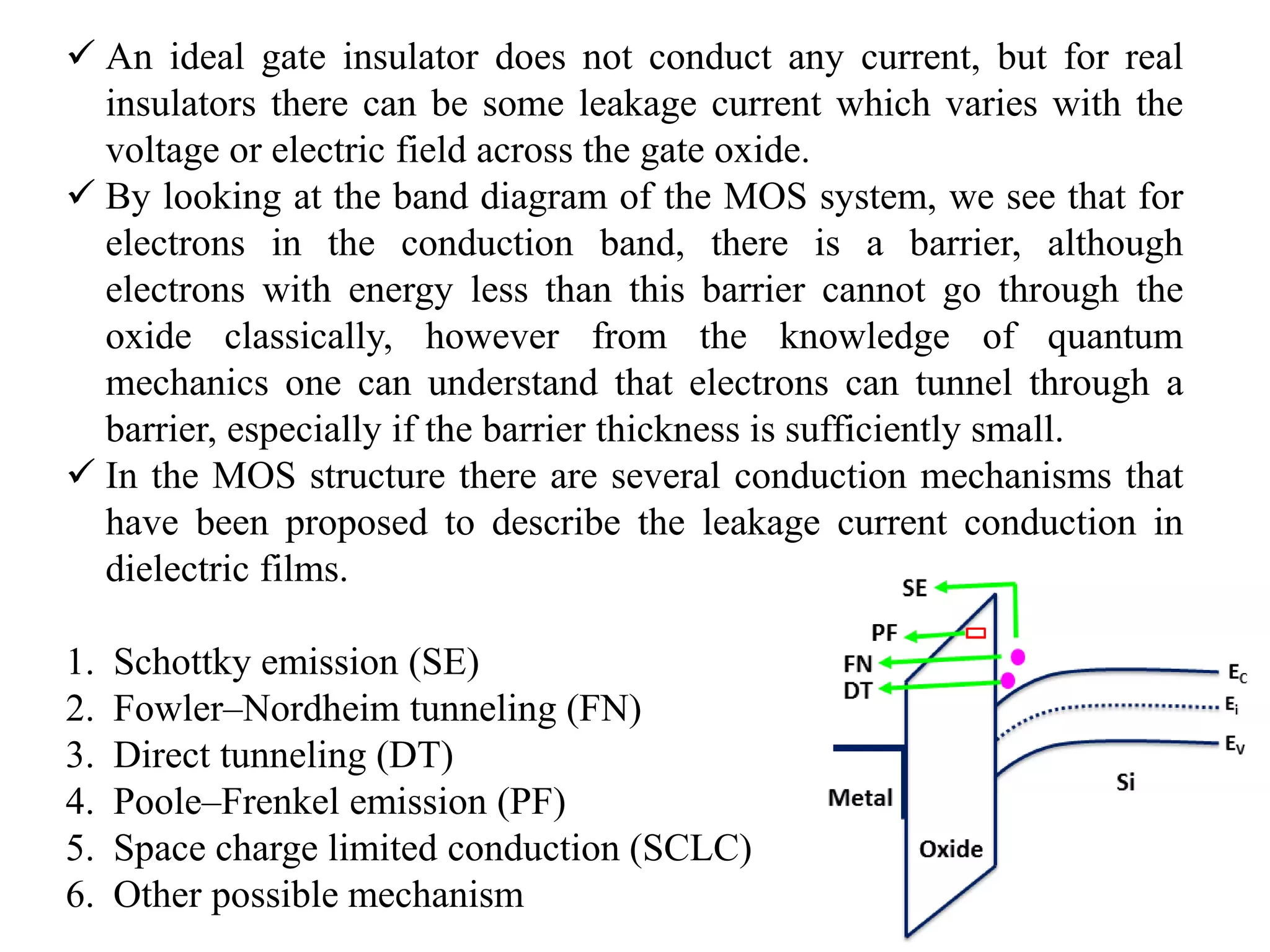 Charge transport in mos | PDF