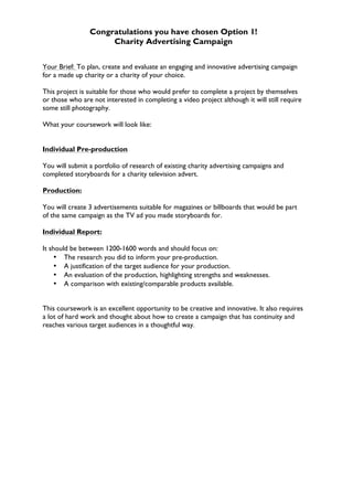 Charity ad part one overview | PDF | Marketing and Advertising | Business