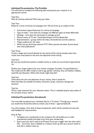 Charity ad part one overview | PDF | Marketing and Advertising | Business