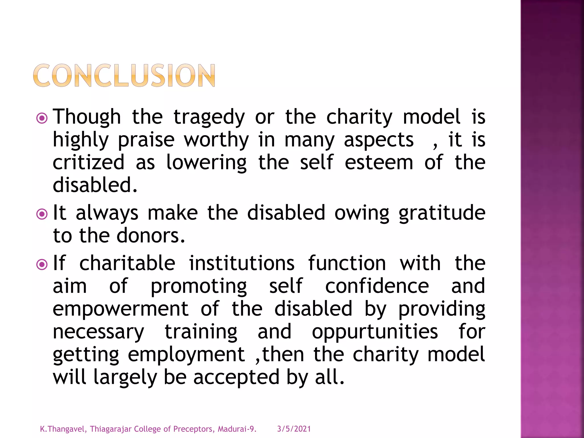 CHARITY MODEL OF DISABILITY | PPTX