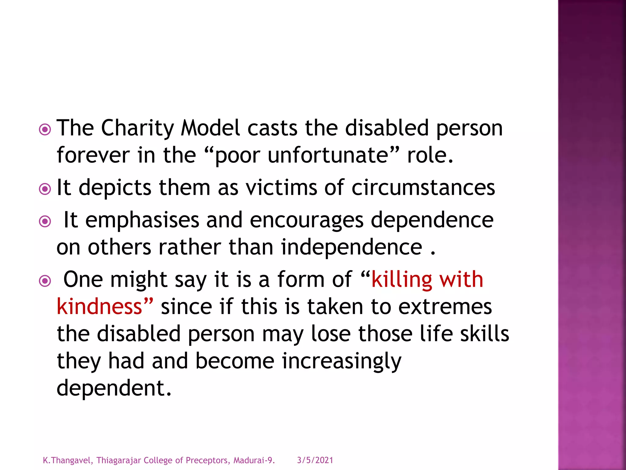 CHARITY MODEL OF DISABILITY | PPTX