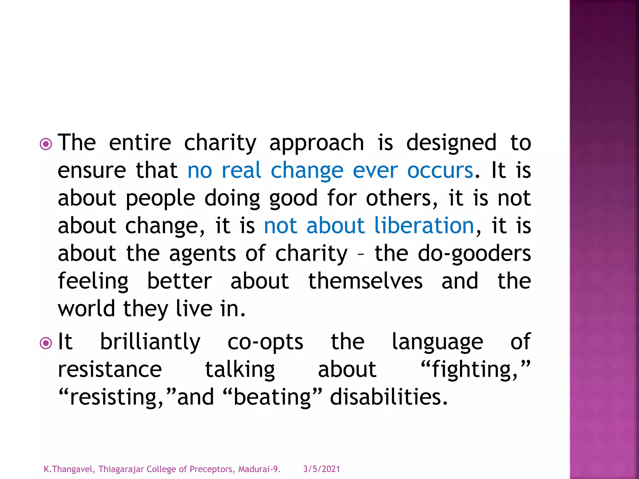 CHARITY MODEL OF DISABILITY | PPTX