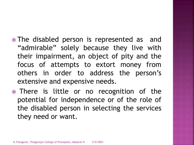 CHARITY MODEL OF DISABILITY | PPTX | Government Support and Welfare ...