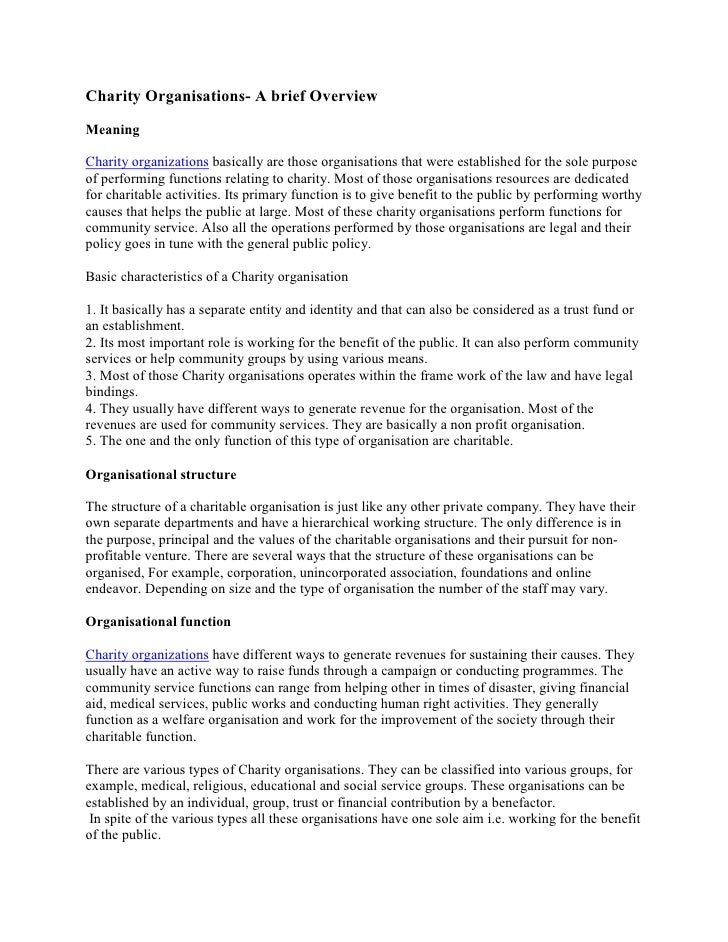Charity Organisations a Brief Charity Organisations A Brief Overview Charity Organisations a Brief Charity Organisations A Brief Overview