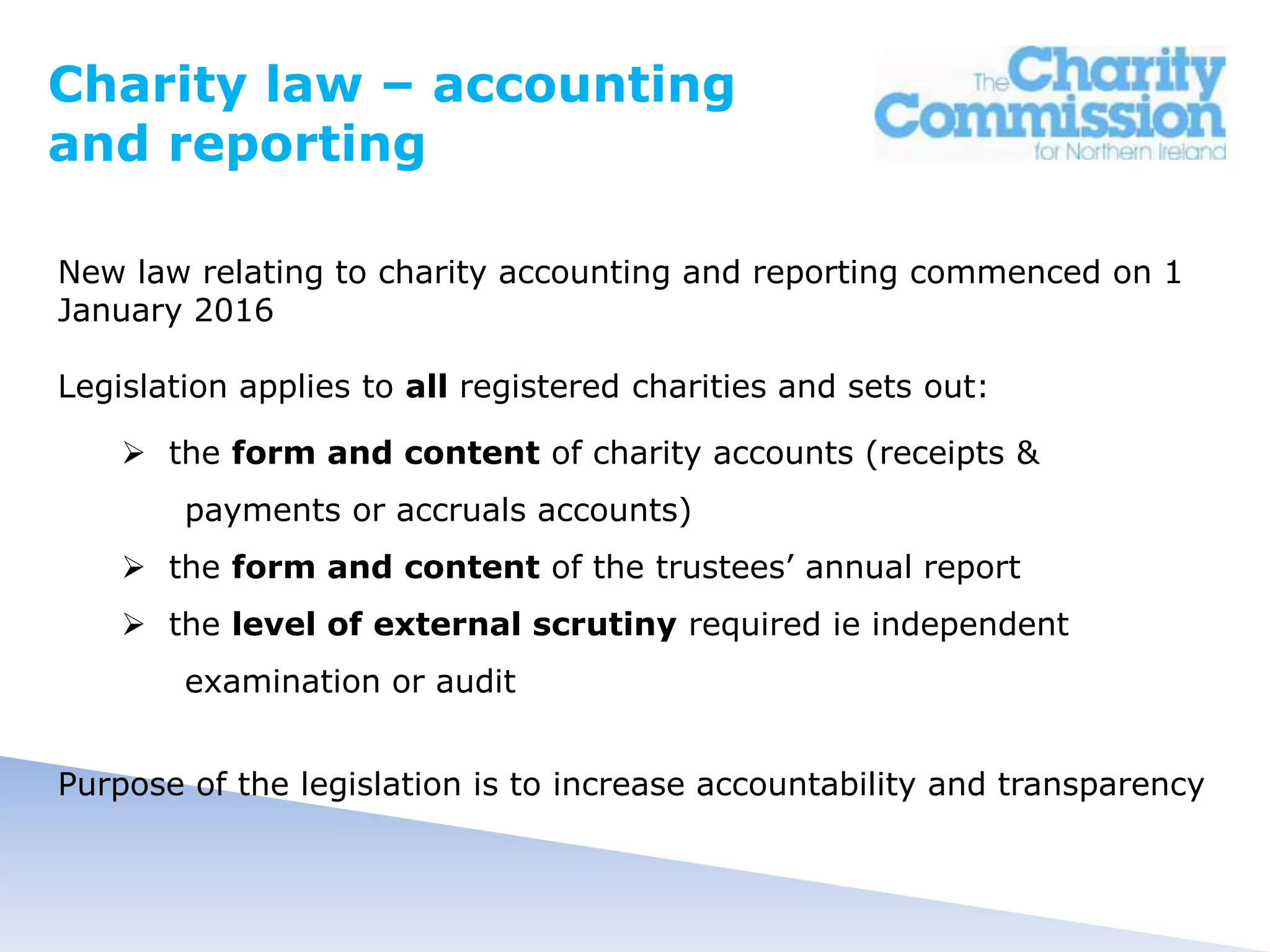 Charity Reporting Regulations | PPTX | Government Support and Welfare ...