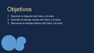Charla cirugia: Anatomía: Irrigación y drenaje de Colon y Recto | PPTX