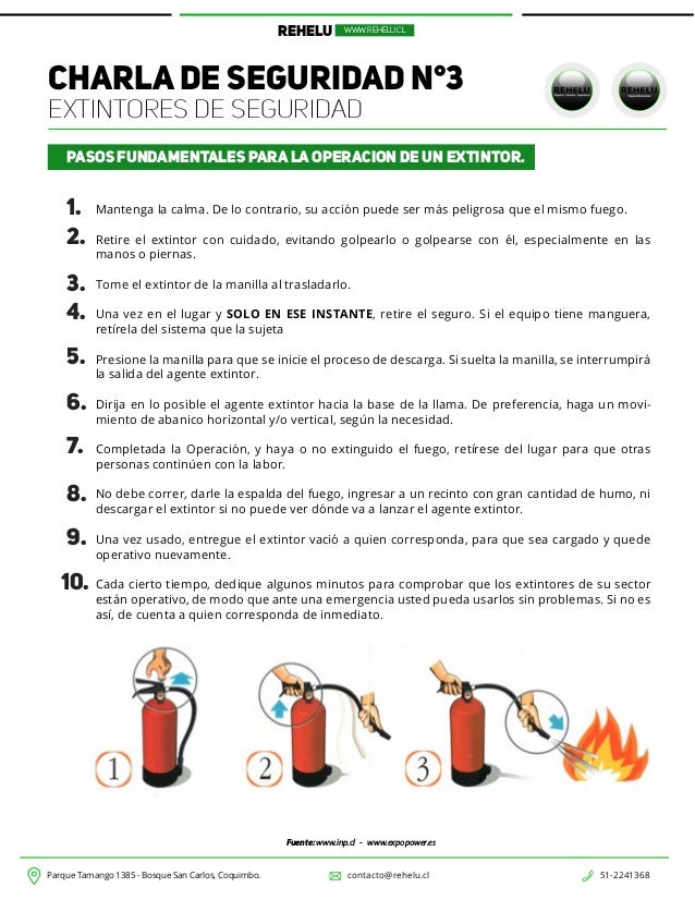 Charla de seguridad uso y manejo de extintores