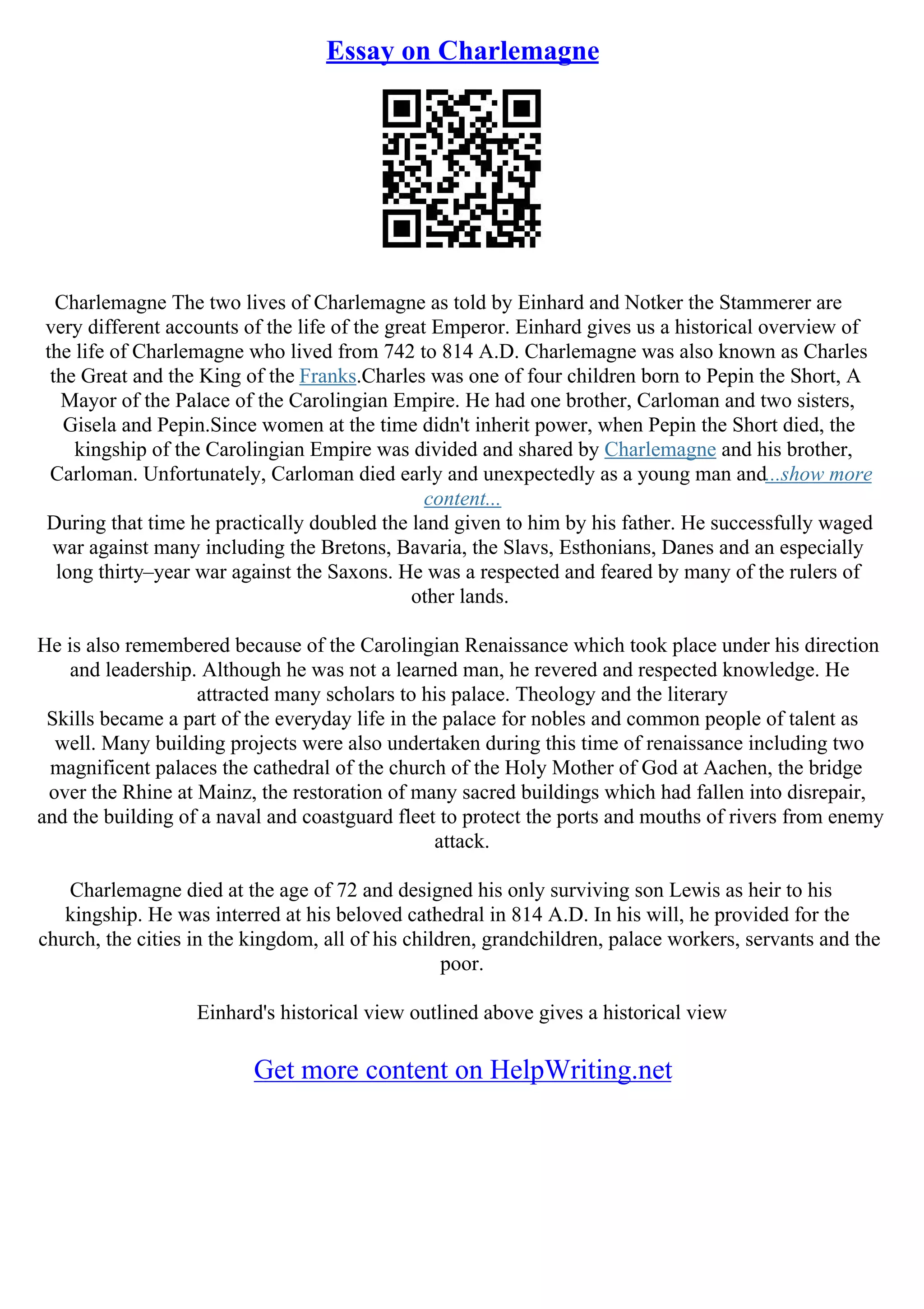 Charlemagne Essay | PDF