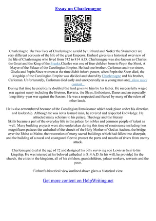 Charlemagne Essay | PDF