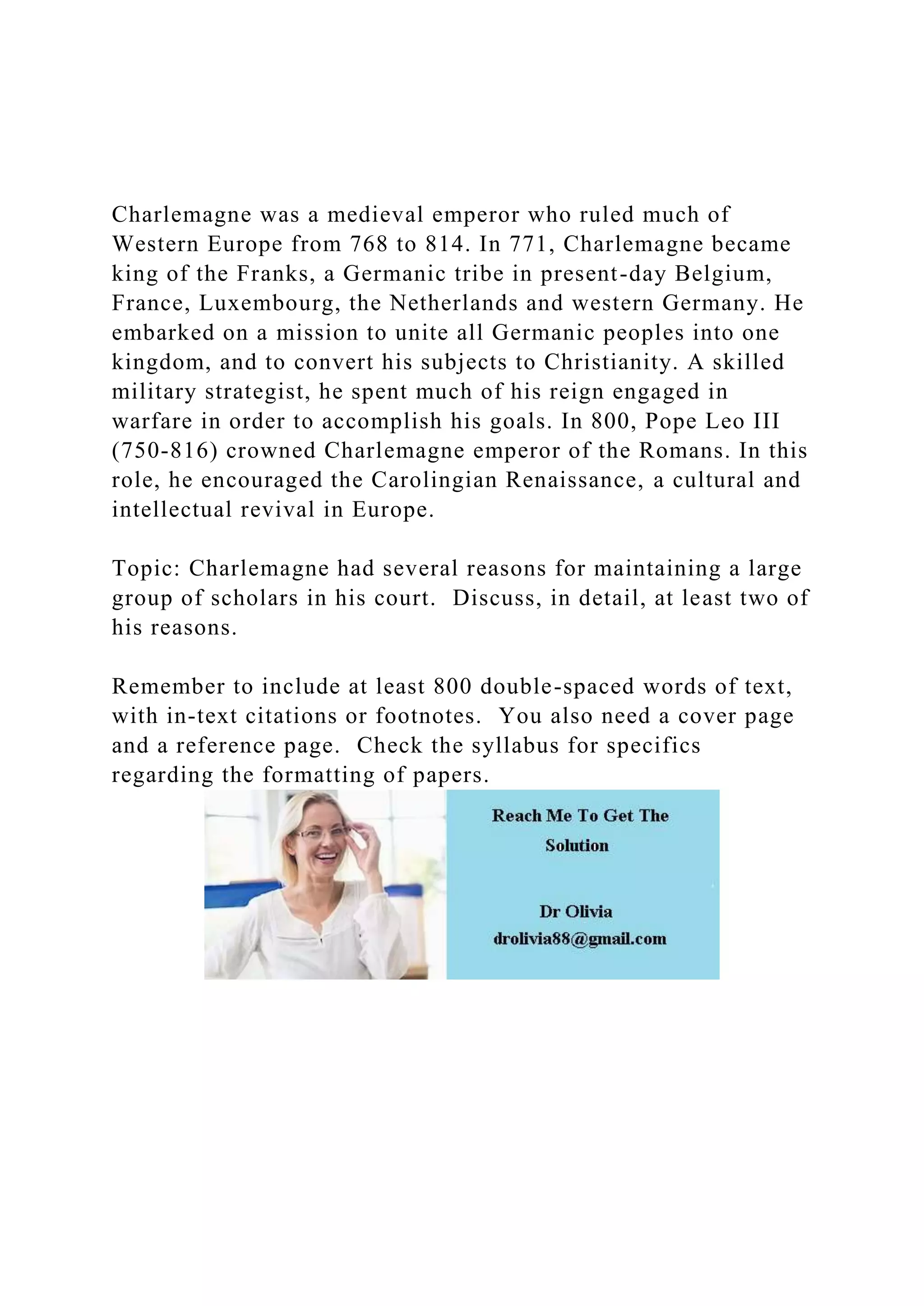 Charlemagne was a medieval emperor who ruled much of Western Eur.docx