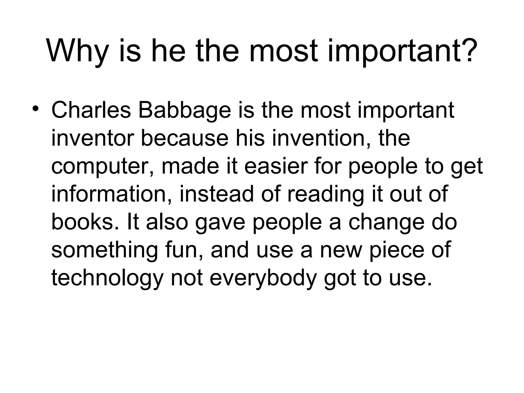 Charles Babbage! Kara Carmon | PPT