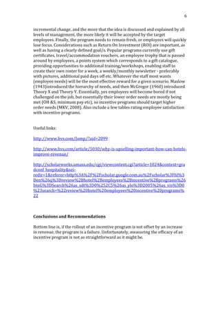 Evaluating Incentive Programs in 5 star hotel settings | DOCX